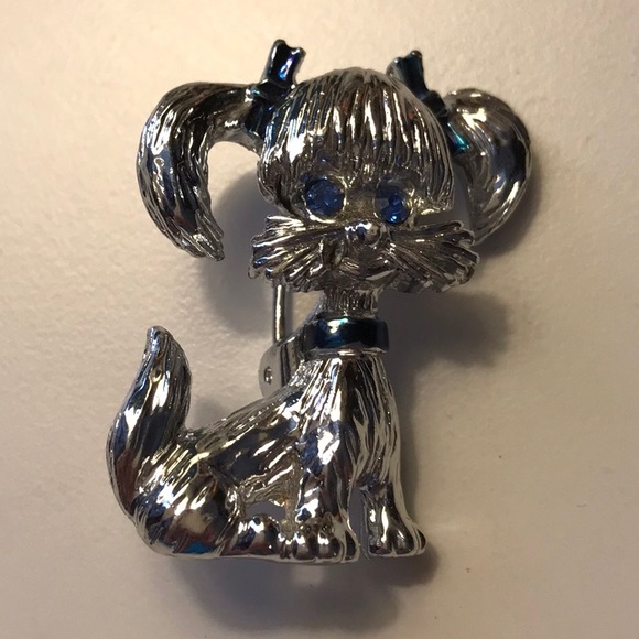 Gerry'S | Jewelry | Signed Gerrys Dog Brooch Silver Puppy Blue Stones ...